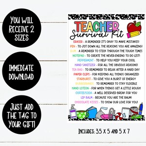 Updated Teacher Survival Kit Printable, Digital Download - Etsy