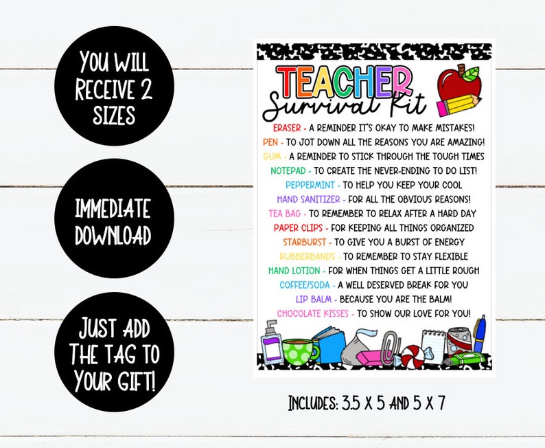 Updated Teacher Survival Kit Printable, Digital Download - Etsy