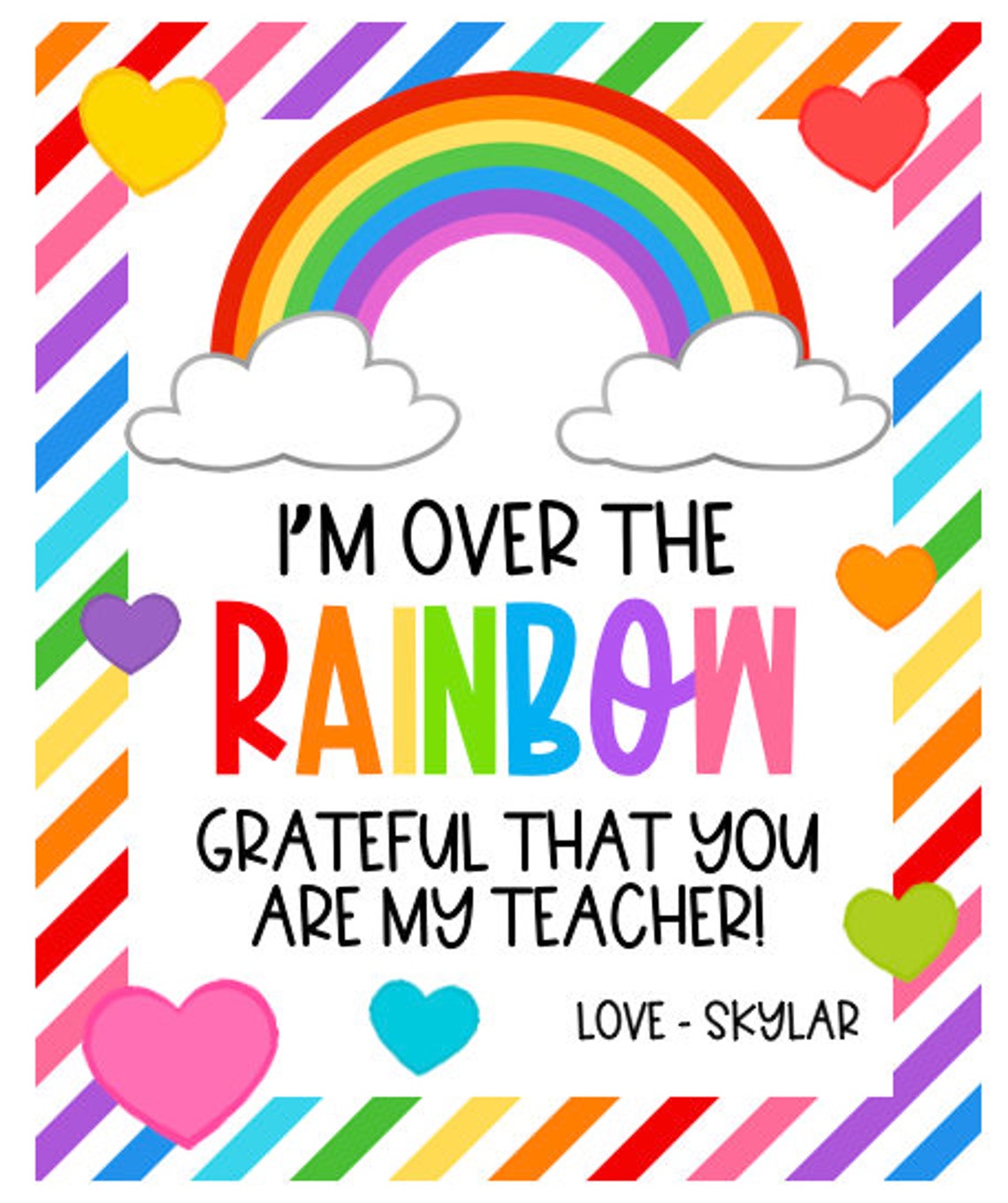 Over the Rainbow Grateful Teacher Tag - Etsy