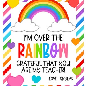 Over the Rainbow Grateful Teacher Tag - Etsy
