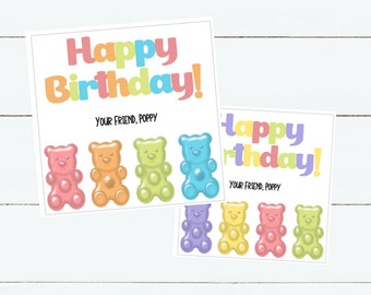 Gummy Bear Birthday Gift Tags: Printable Candy Party Favors (PDF ...