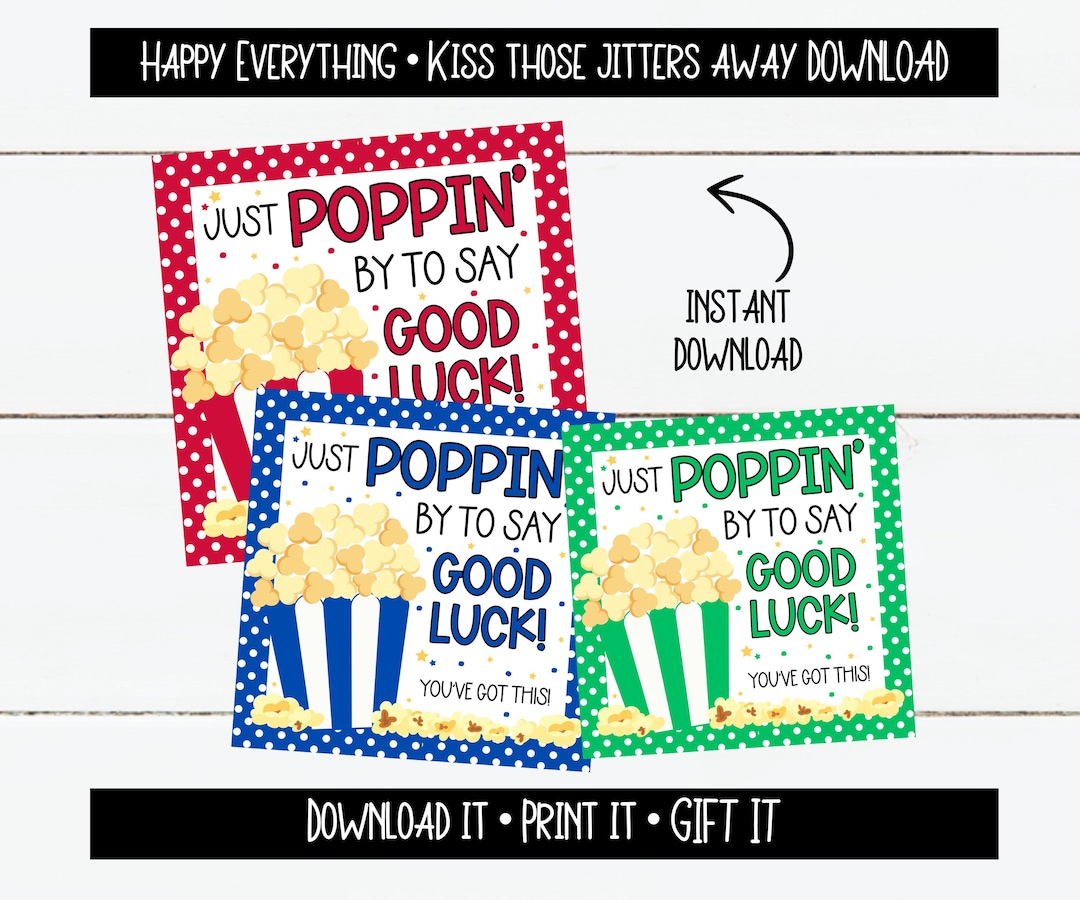 Poppin' by to Say Good Luck Tag, INSTANT DOWNLOAD - Etsy