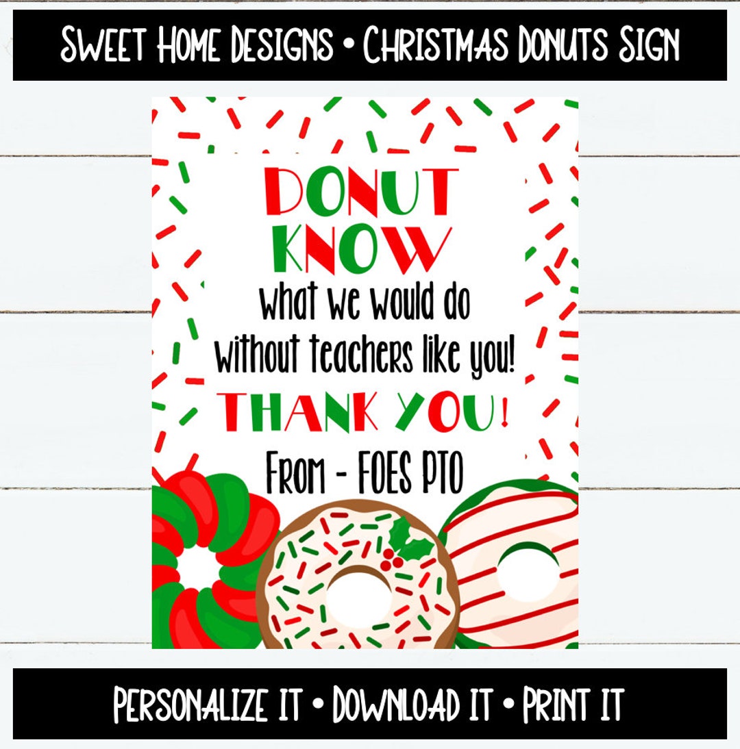 Christmas Donut Printable Sign Coordinates With Tags - Etsy