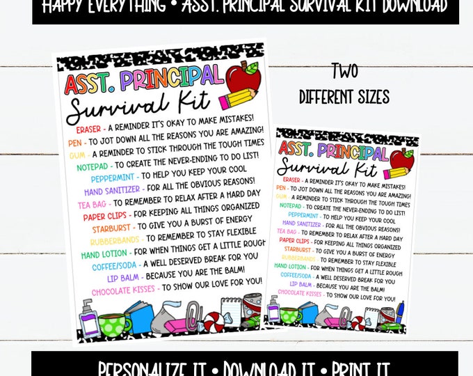 NOT EDITABLE Asst. Principal Survival Kit Printable, Digital Download ...