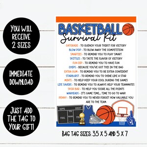 Basketball Survival Kit Printable, Digital Download NOT EDITABLE - Etsy