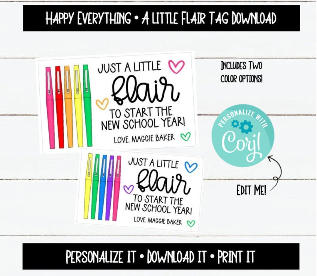 Editable A Little Flair Back to School Tags, Editable, Digital Download ...