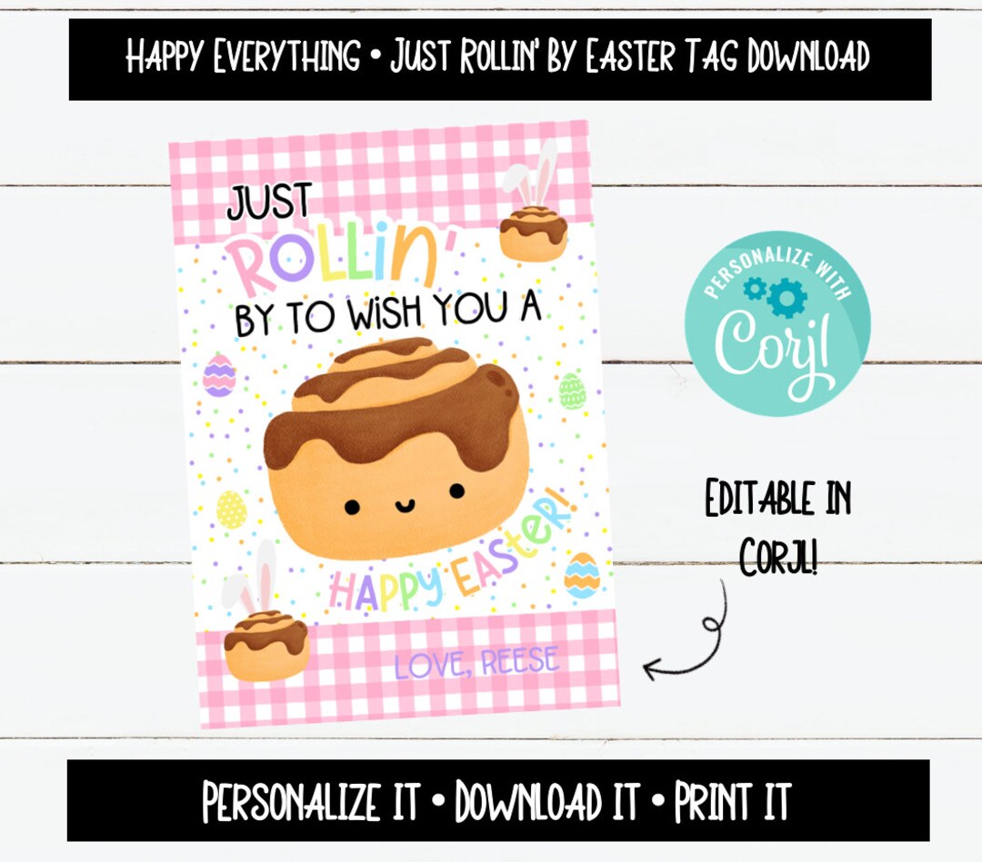 EDITABLE Easter Cinnamon Roll Tag - Etsy