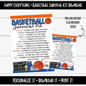 Basketball Survival Kit Printable, Digital Download NOT EDITABLE - Etsy