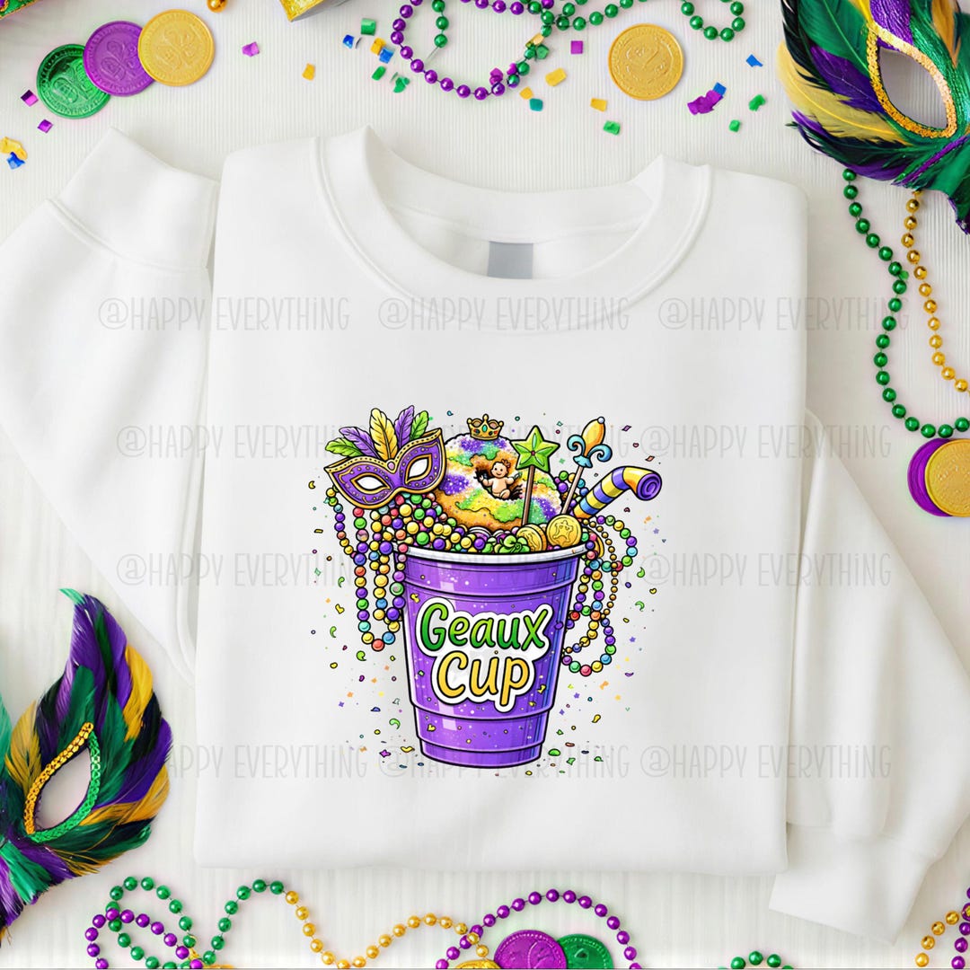Mardi Gras Geaux Cup Graphic, JPG PNG PDF File, Digital Instant ...