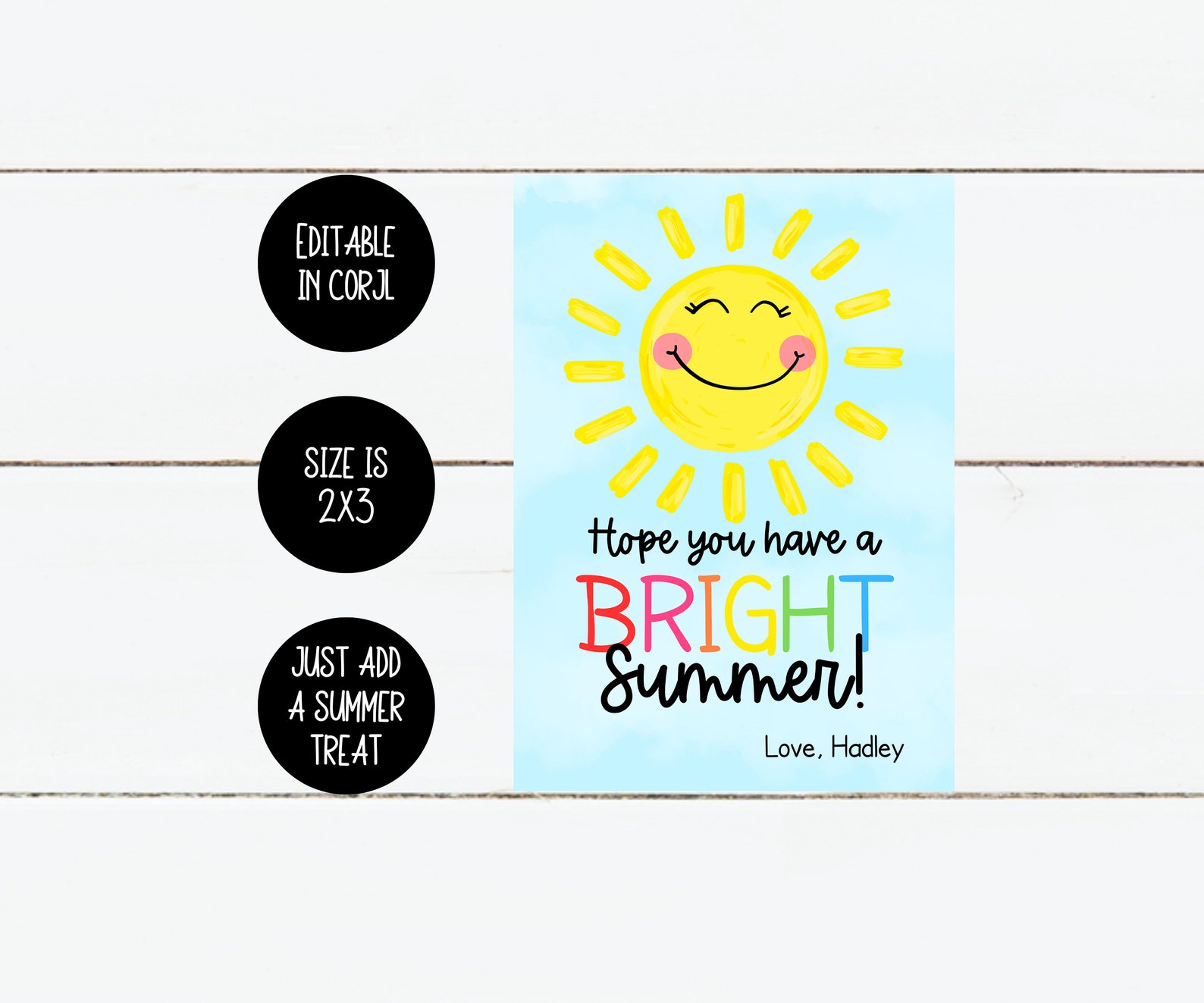 EDITABLE Have a Bright Summer Tag Download - Etsy