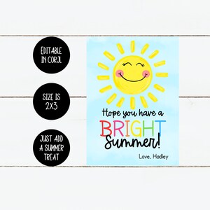 EDITABLE Have a Bright Summer Tag Download - Etsy