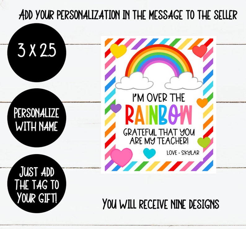 Over the Rainbow Grateful Teacher Tag - Etsy