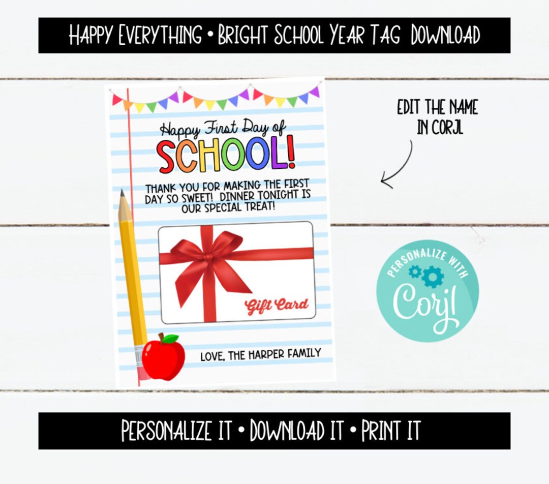 Editable Back to School Teacher Dinner Card, Digital Download - Etsy