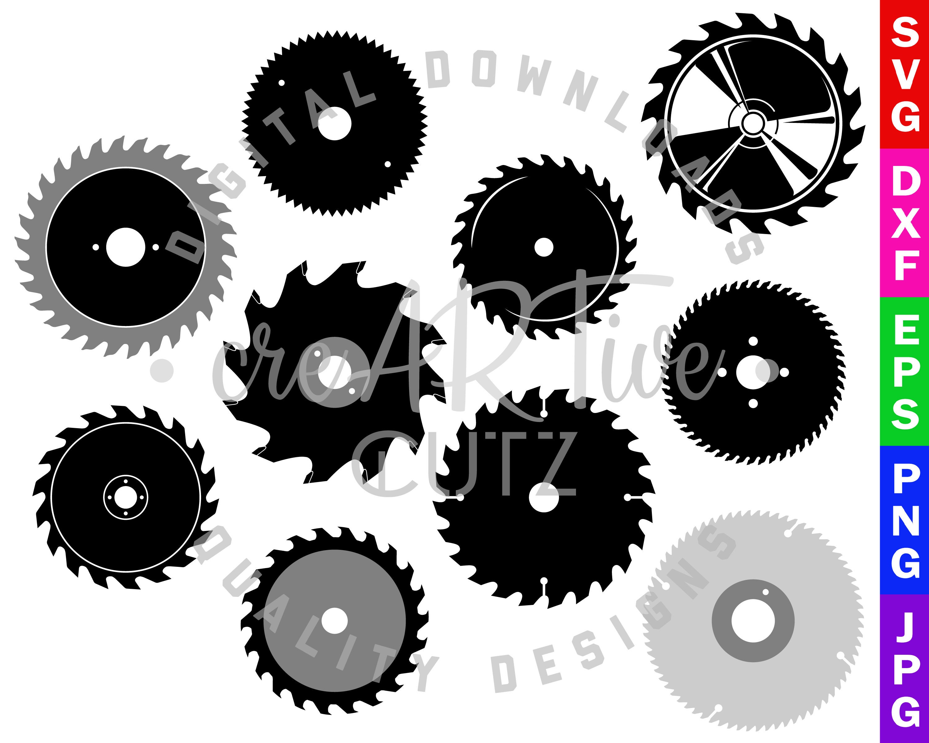 Circular Saw Blades SVG, 10 Saw Blade Cut Files, Saw Blade Silhouette ...