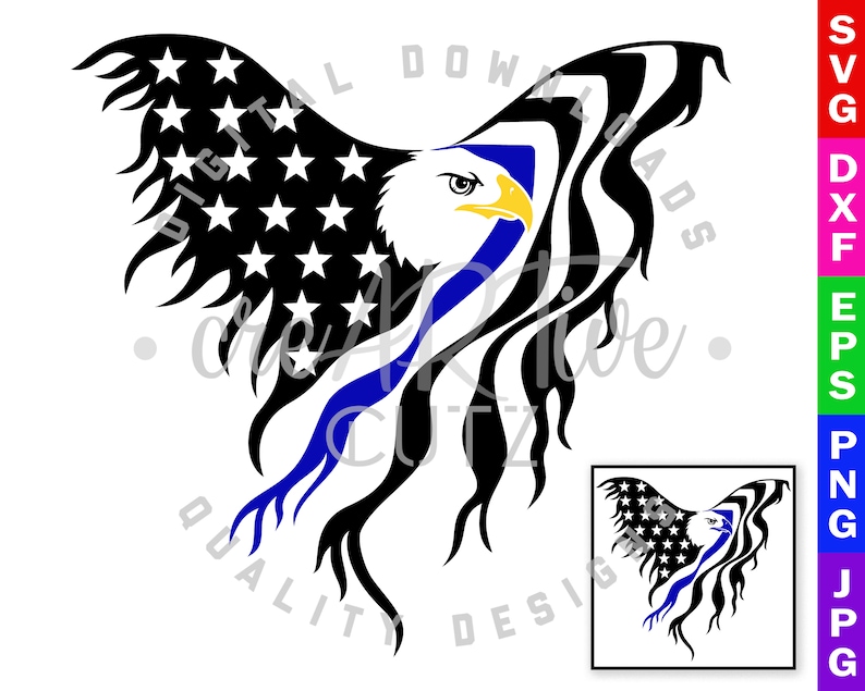 Thin Blue Line Eagle SVG, Back the Blue Vector, United States Police ...