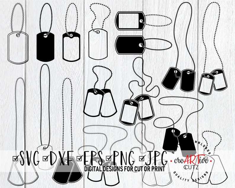 Military Dog Tags SVG, Army, Navy, Marine Corps, Air Force Cut File ...