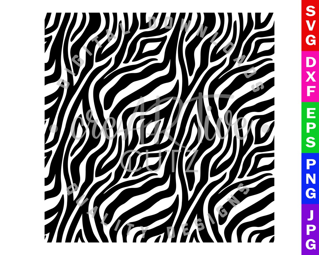 Seamless Zebra Print SVG, Zebra Stripes Cut File, Animal Pattern DXF ...