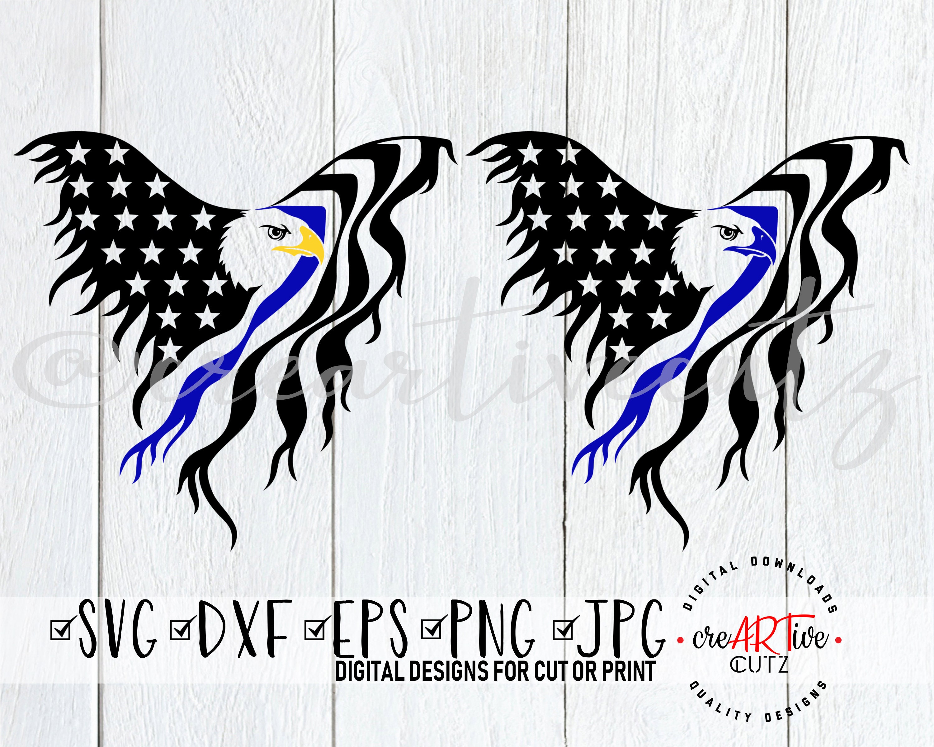 Thin Blue Line Eagle SVG, Back the Blue Vector, United States Police ...