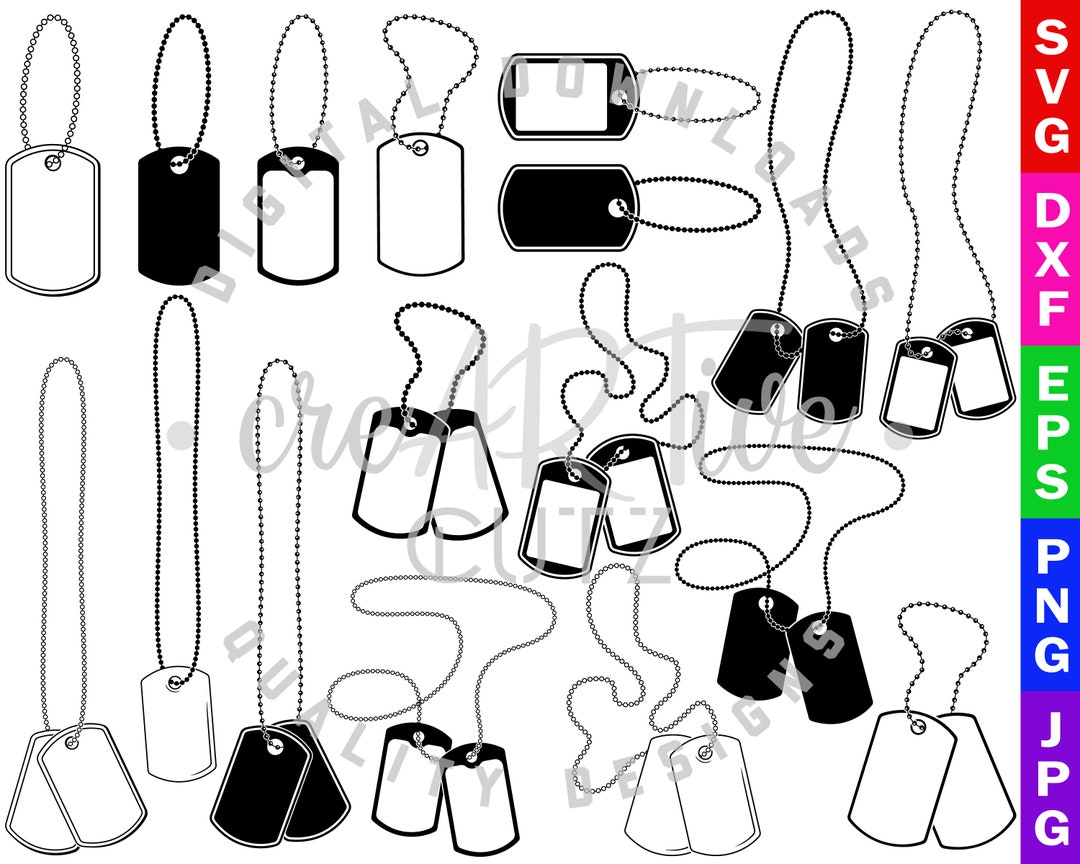 Military Dog Tags SVG, Army, Navy, Marine Corps, Air Force Cut File ...