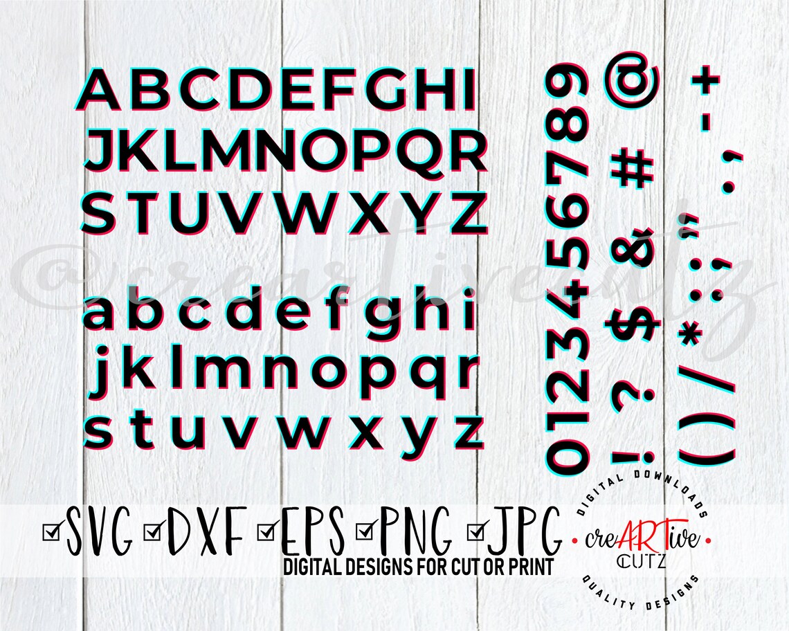 Tik Tok Font SVG Tik Tok Alphabet Letters & Numbers DXF | Etsy