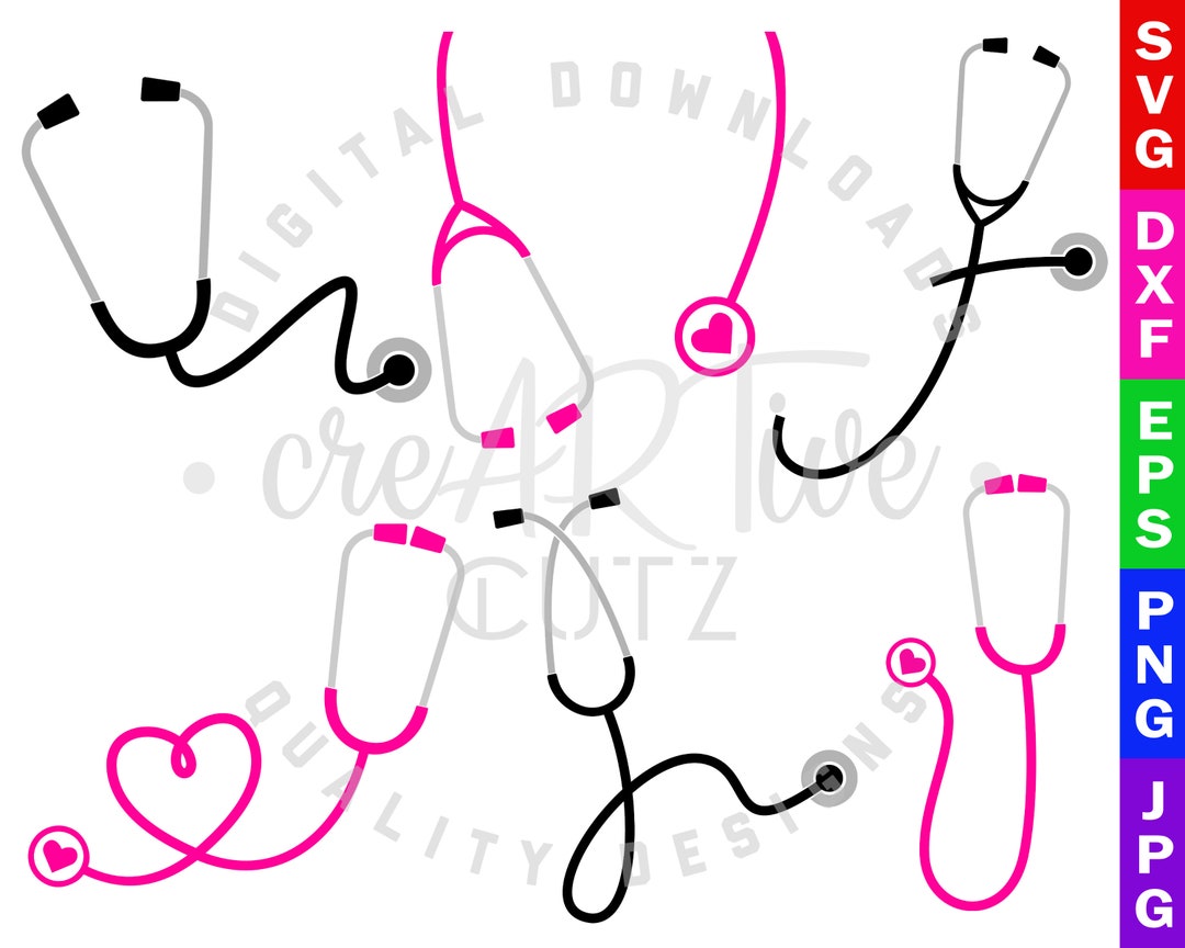 Stethoscope SVG Bundle, Healthcare Clipart, Stethoscope Cut Files, DXF ...