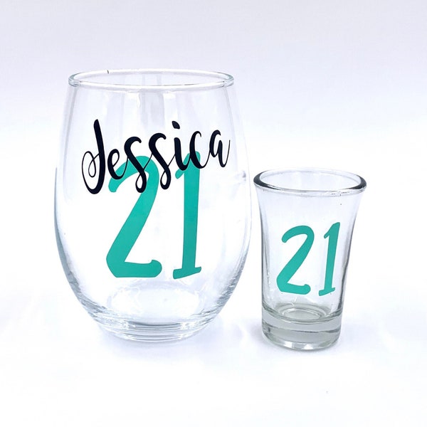 21st Birthday Wine Glass - Etsy