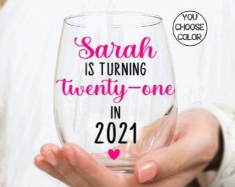 Twenty One Wine Glass. Twenty One Gift. 21 Wine Glass. 21 - Etsy