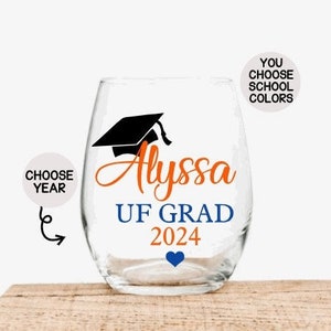 Personalized Graduation Wine Glass, College Graduation Gifts ...