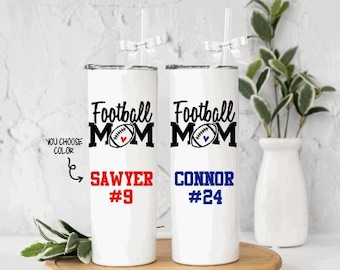 Football Mom Tumbler Personalized, Football Mama 20oz Cup With Straw ...