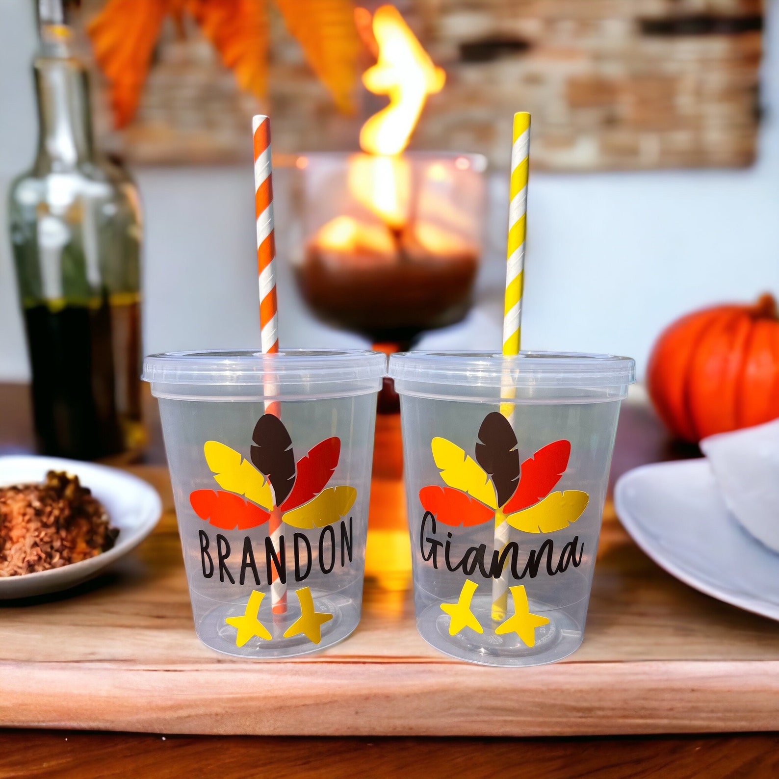 Kids Thanksgiving Cups Personalized, Thanksgiving Party Cups for Kids ...