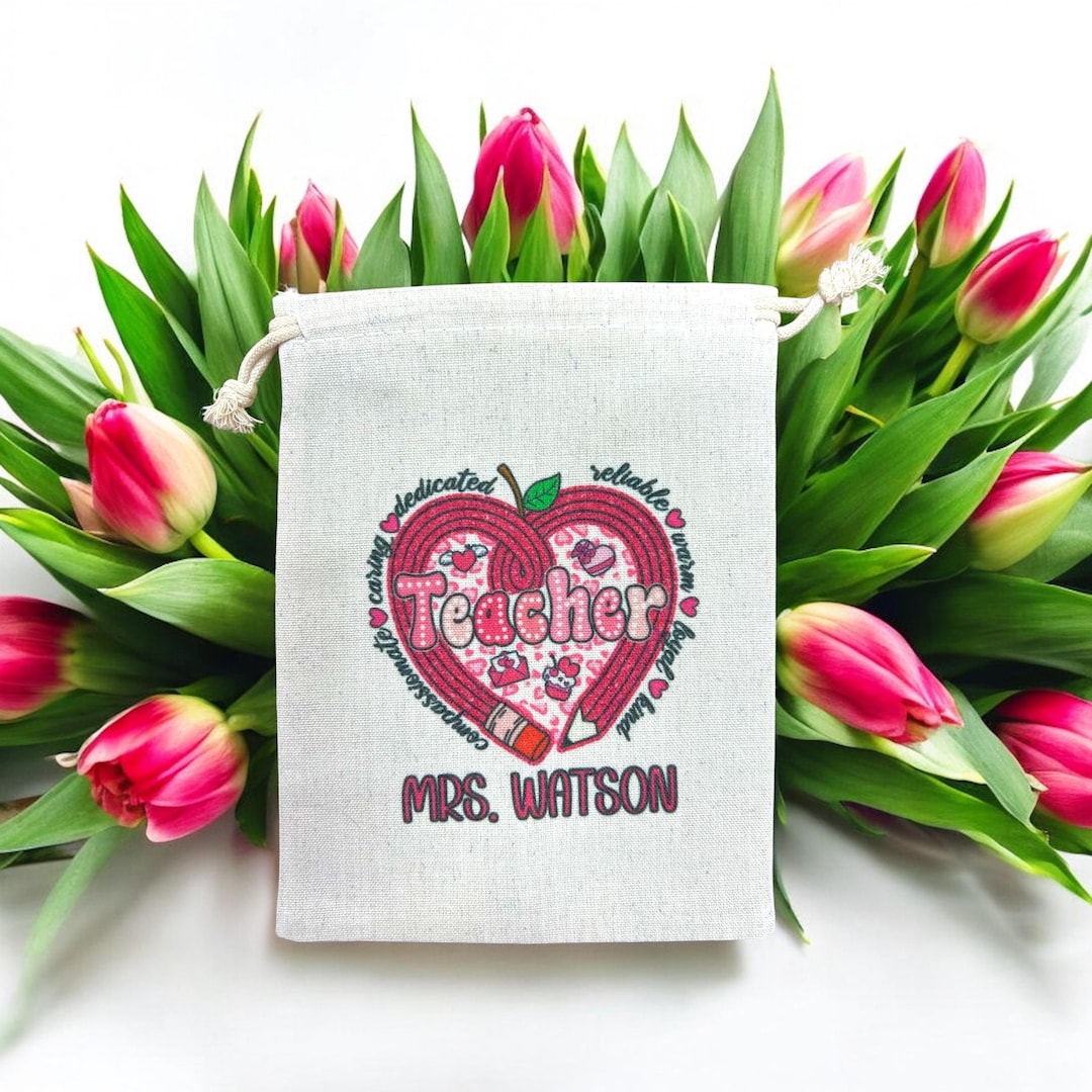 Personalized Teacher Treat Bag for Valentines Day, Teacher Appreciation ...