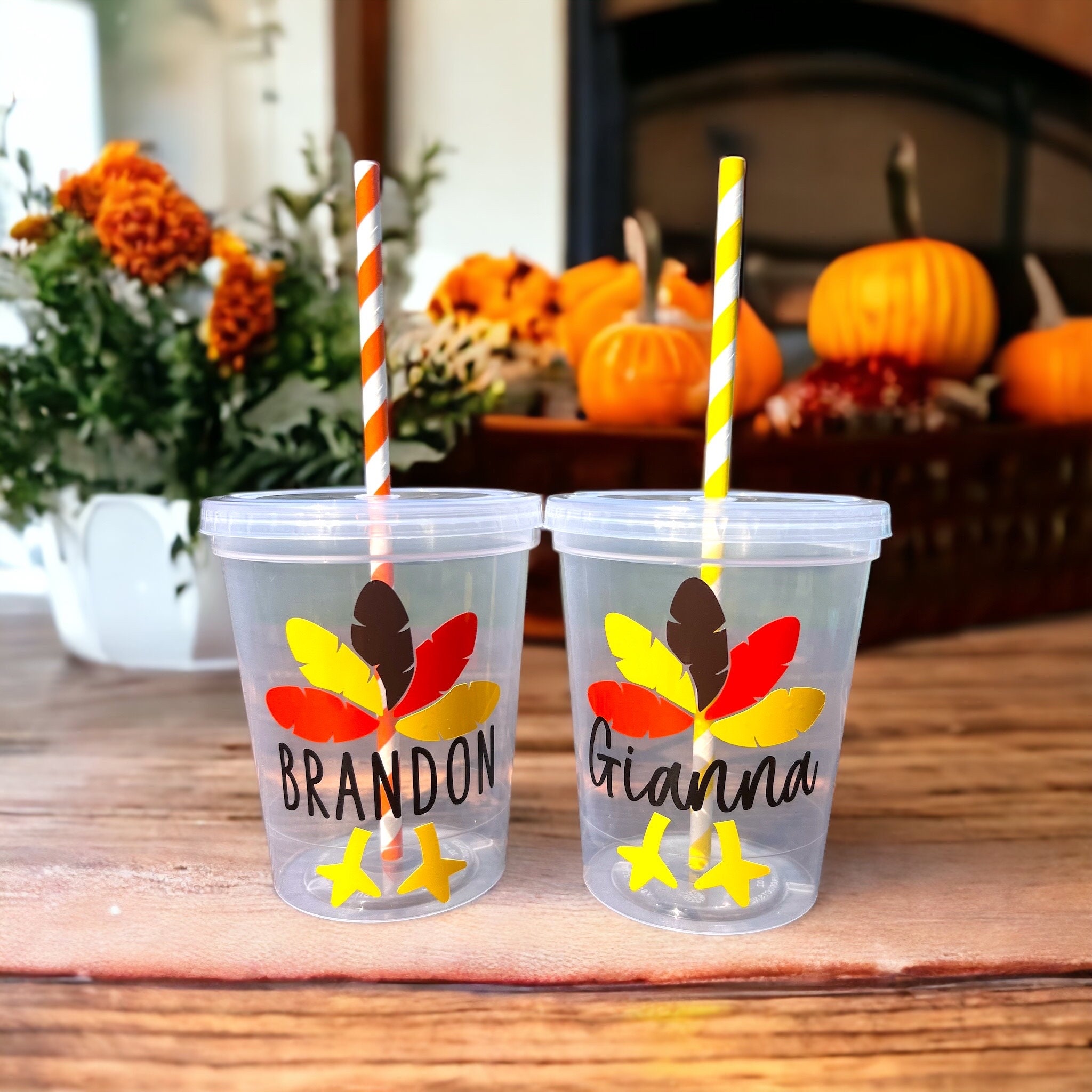 Kids Thanksgiving Cups Personalized, Thanksgiving Party Cups for Kids ...