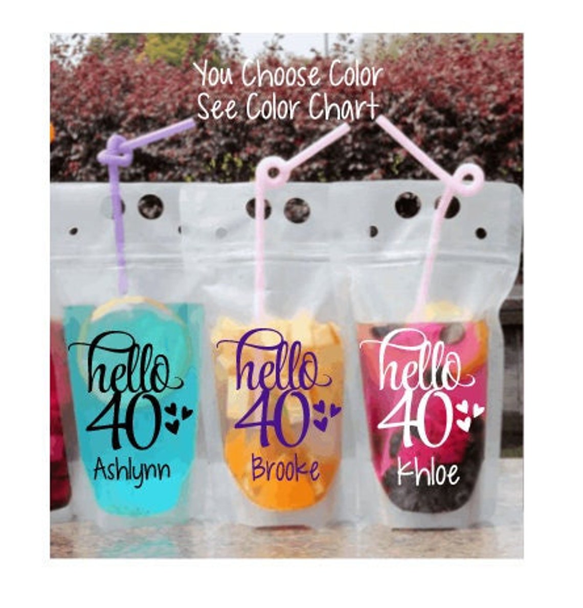 Personalized Adult Drink Pouches, 40th Birthday Cups, 40th Birthday ...