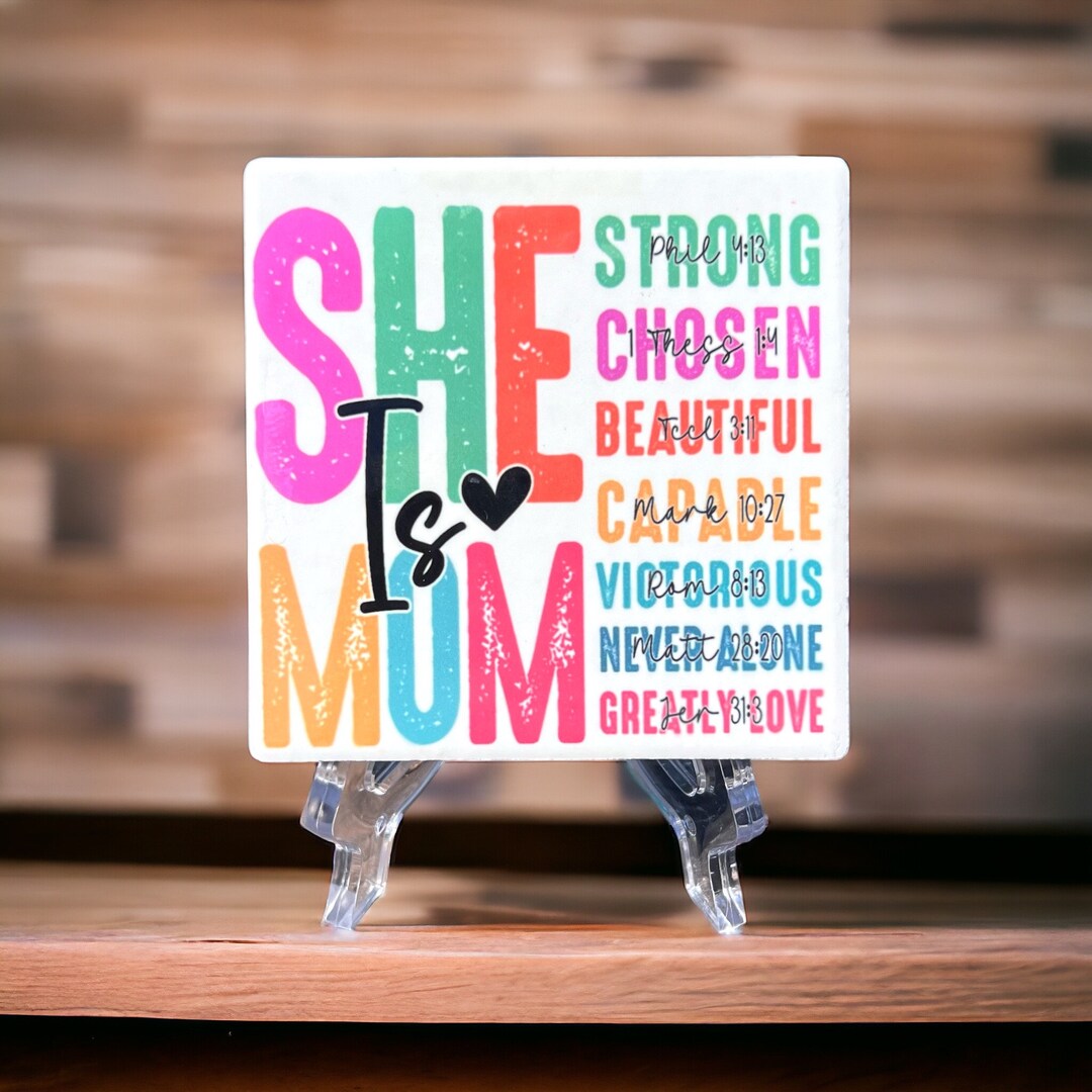 She is Mom Coaster, Gift for Mom, Personalized Mother's Day Gift ...