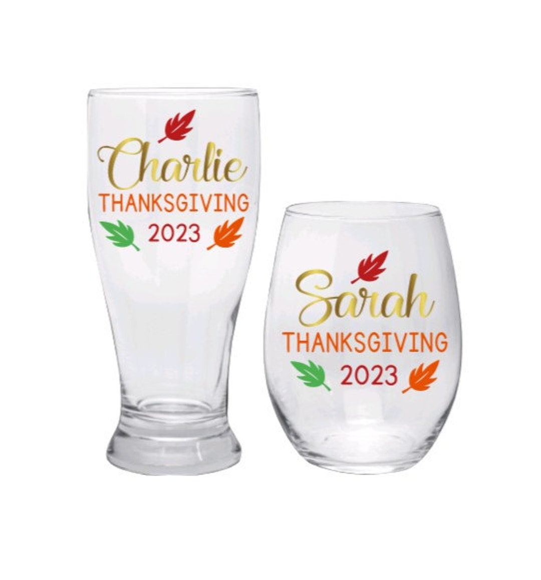 Personalized Family Thanksgiving Glasses Friendsgiving Cups - Etsy