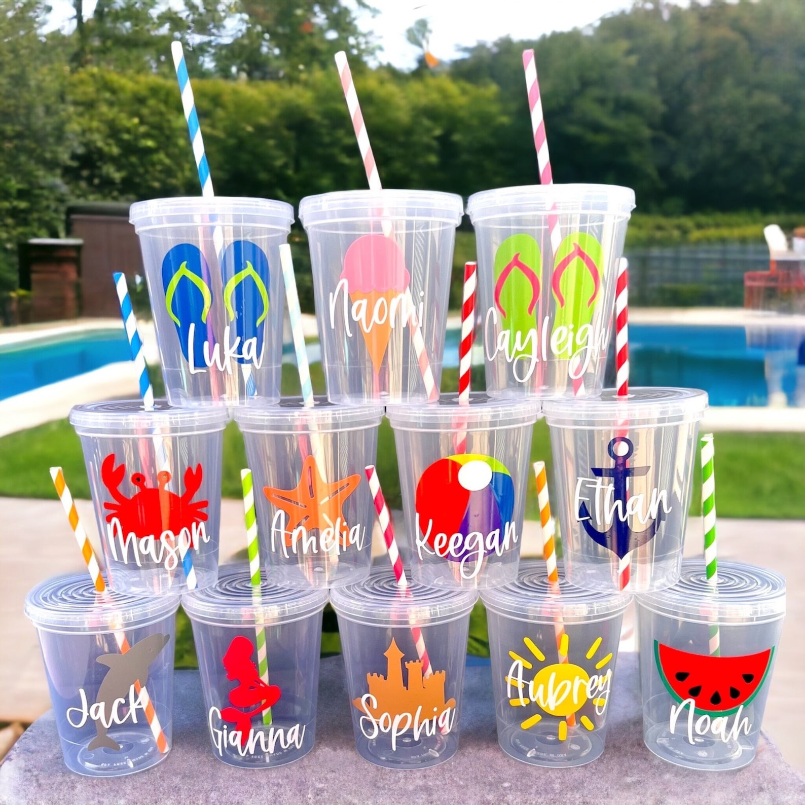 Kids Party Cups, Birthday Pool Party Cups, Pool Party Favors Kids ...