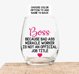 Funny Boss Wine Glass Best Boss Ever Boss Wine Glass Bad - Etsy