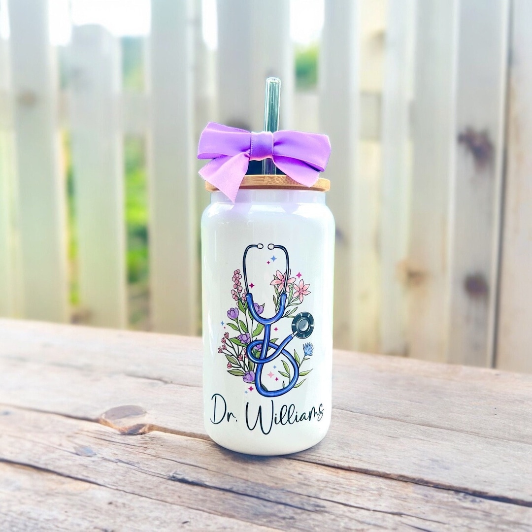 Personalized Doctor Gift, Iced Coffee Glass, Doctor Tumbler, Doctor Mug ...