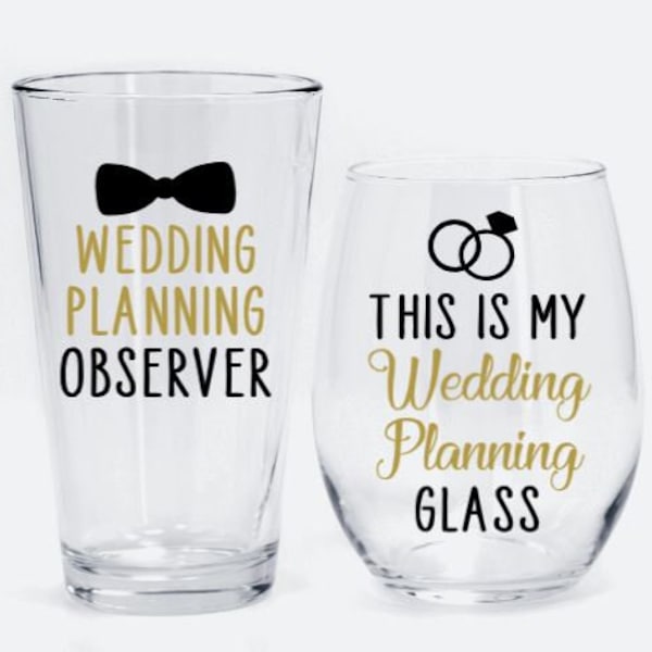 Engagement Glasses for Couple - Etsy