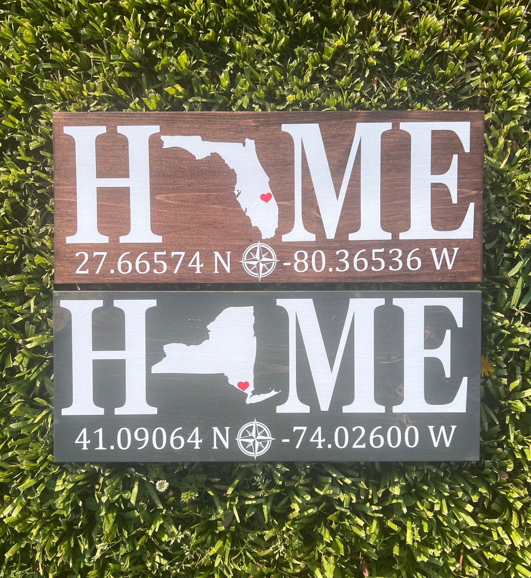 Custom Wood Sign, Home Wall Decor, Personalized Home State Sign With ...