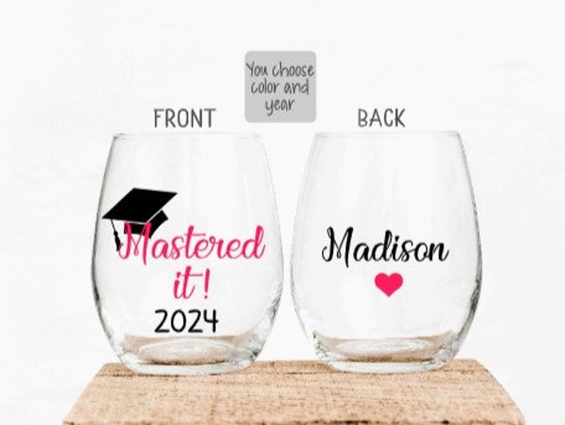 Mastered It Wine Glass, Graduation Gift, Masters Degree Gift ...