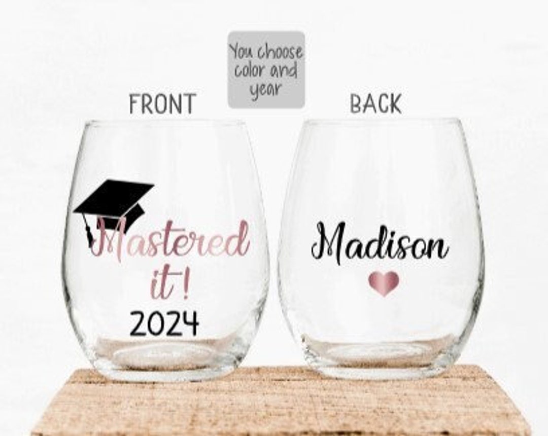 Mastered It Wine Glass, Graduation Gift, Masters Degree Gift ...