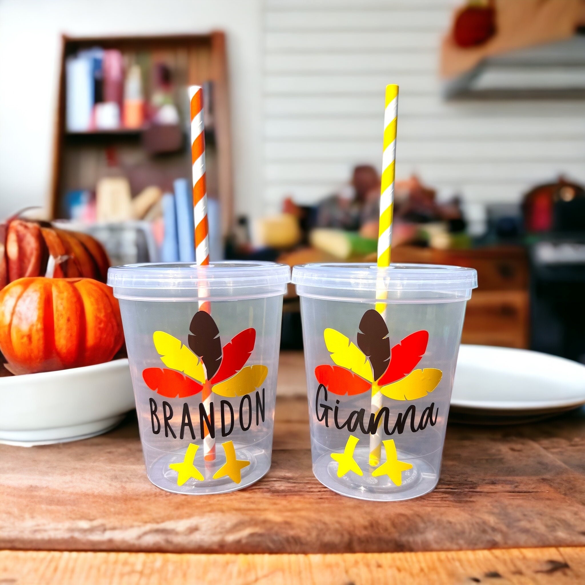 Kids Thanksgiving Cups Personalized, Thanksgiving Party Cups for Kids ...