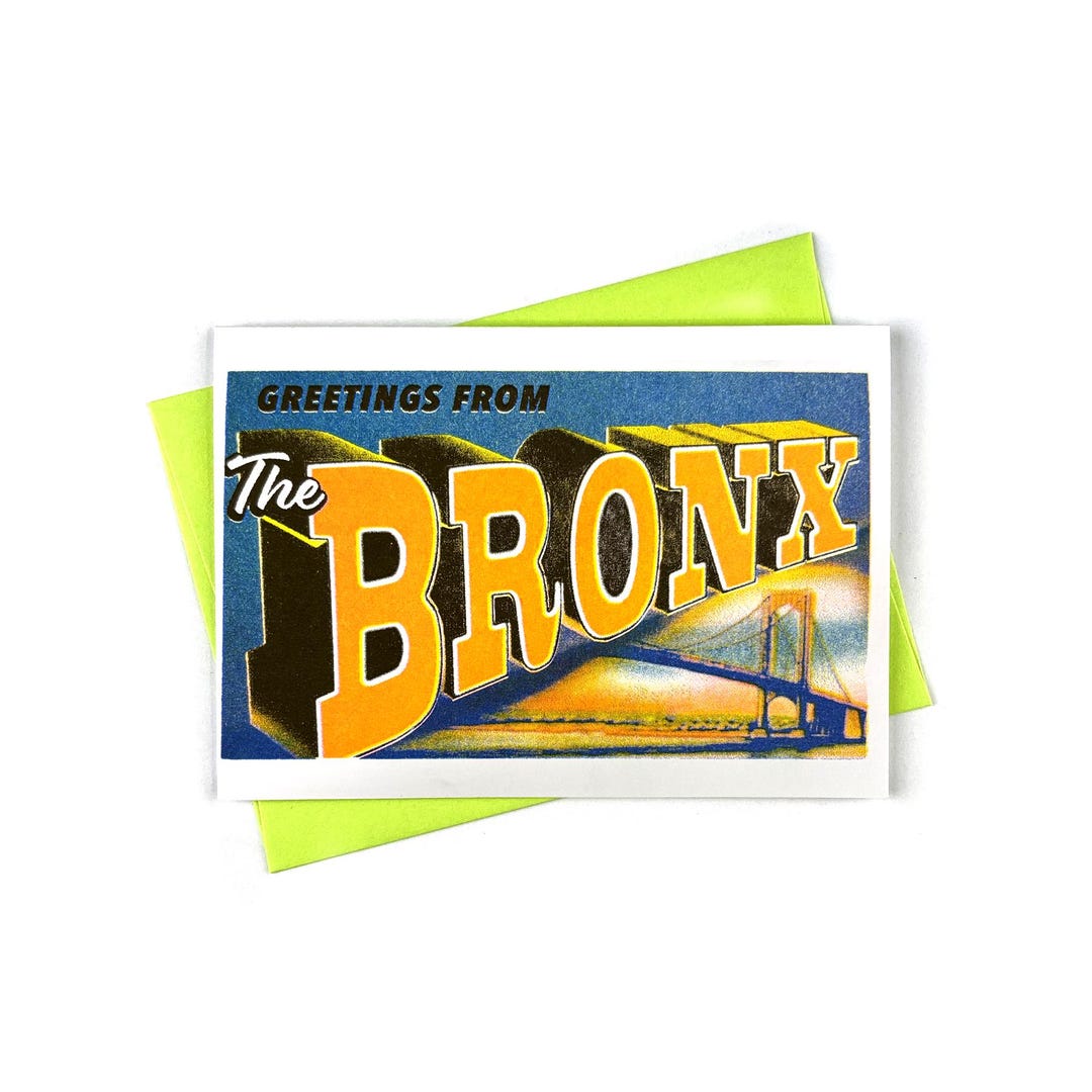 Greetings From: the Bronx, New York Risograph Card, NYC, Borough, Bronx ...