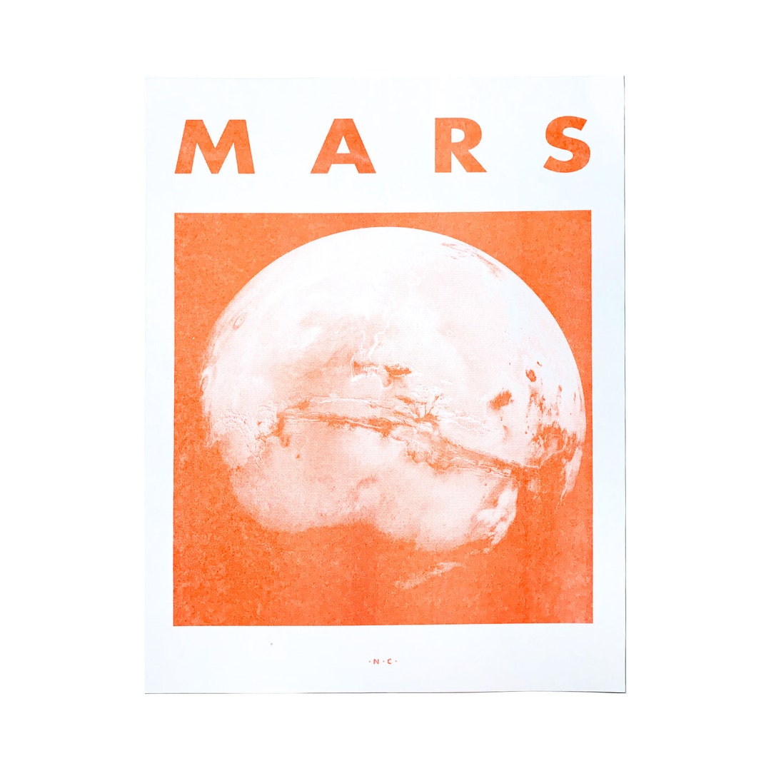 Mars - Risograph Print, Planet Poster, Solar System - Etsy