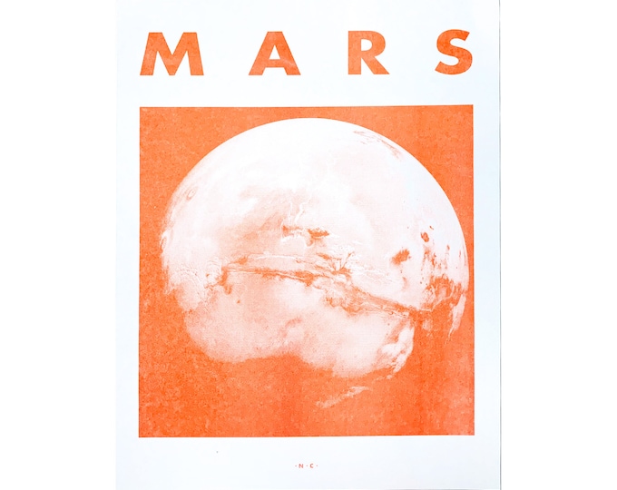 Mars - Risograph Print, Planet Poster, Solar System - Etsy
