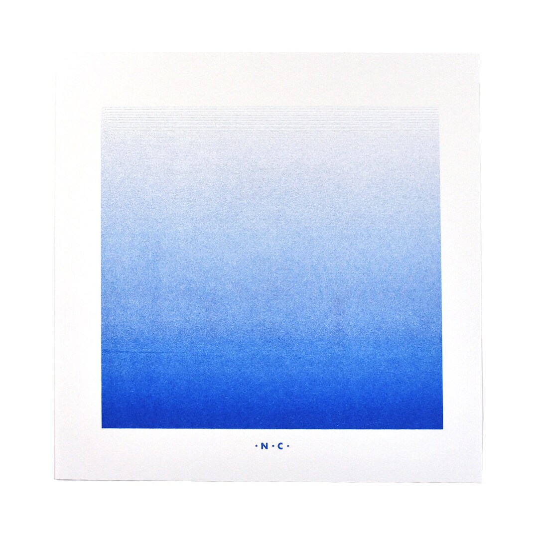 Blue Gradient - Square Risograph Print, Lines, Art Print, Riso, Simple ...