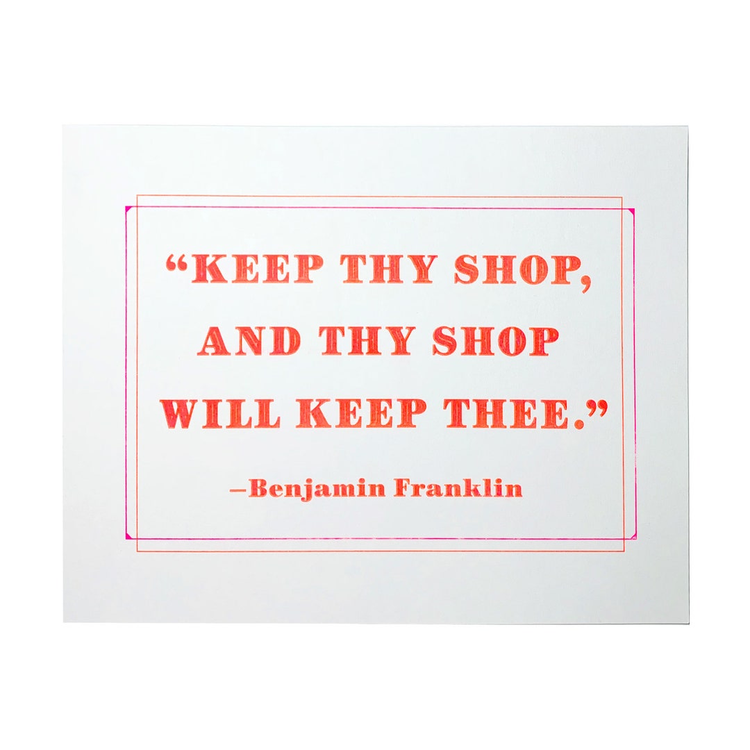 Keep Thy Shop - Quote Risograph Print, Inspirational Quote, Printing ...