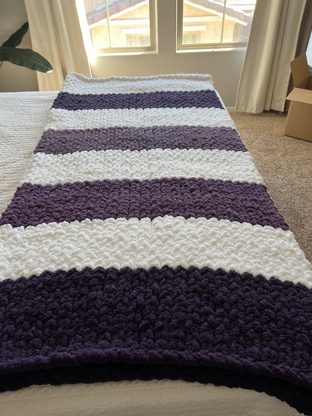 Purple Haze Chunky Knit Blanket - Etsy