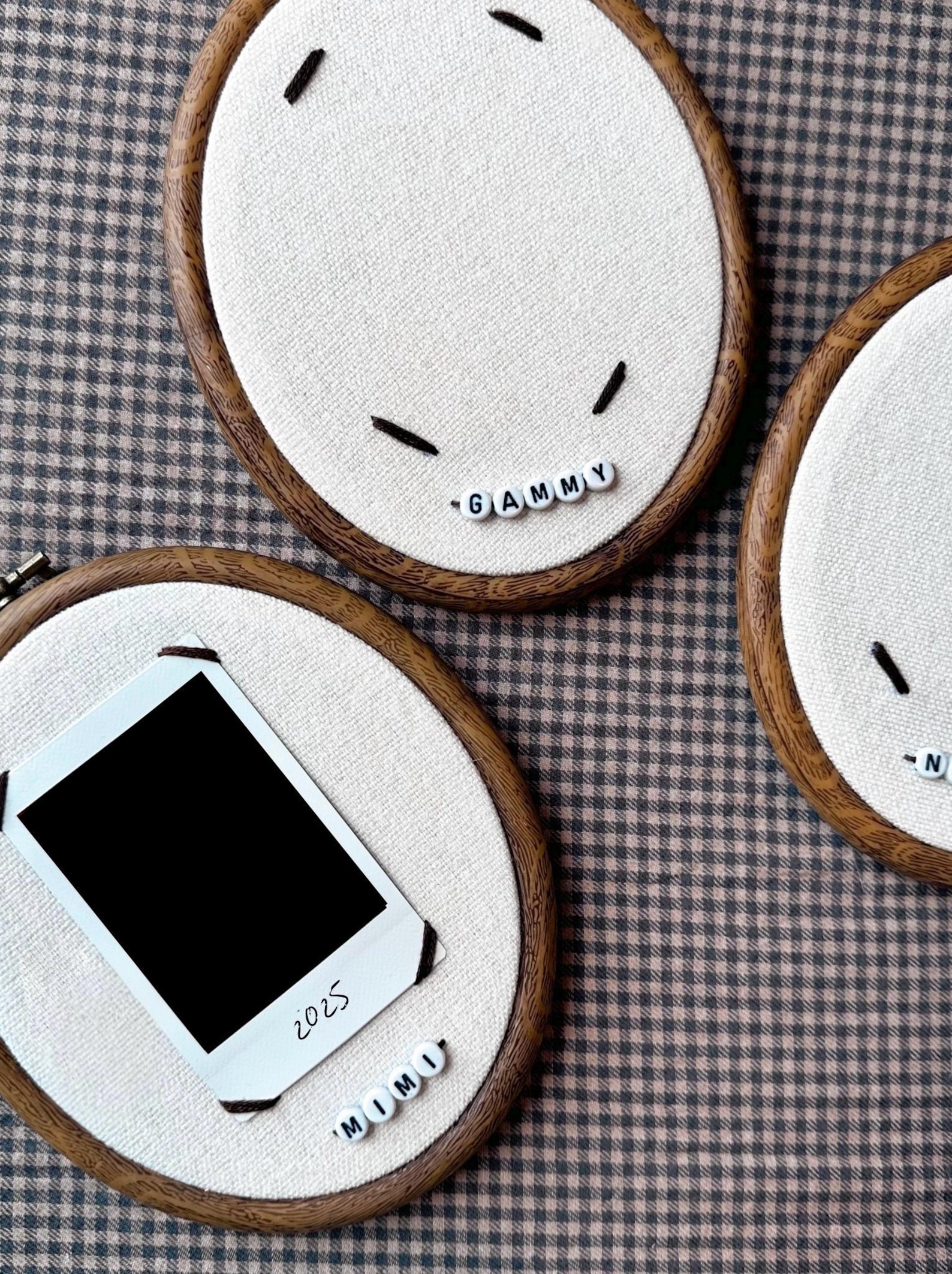 Custom Beaded Name Poloroid Embroidery Hoop, Personalized Picture Gift ...